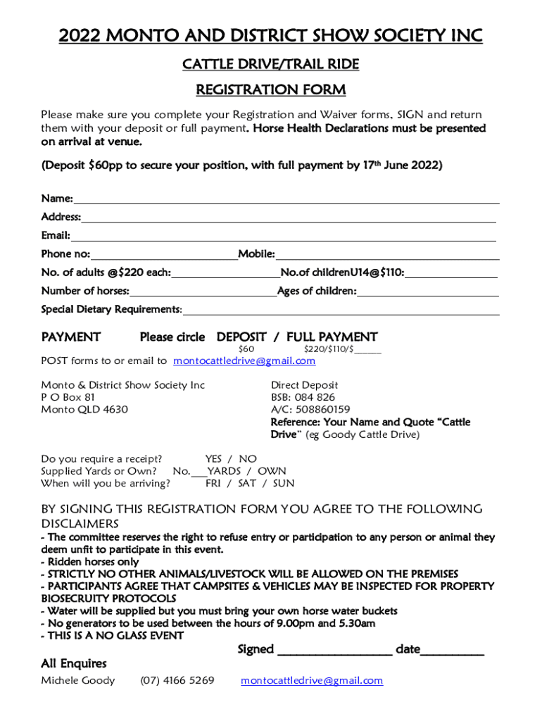 Fillable Online Trail Ride Form - Fill Out and Sign Printable PDF ...