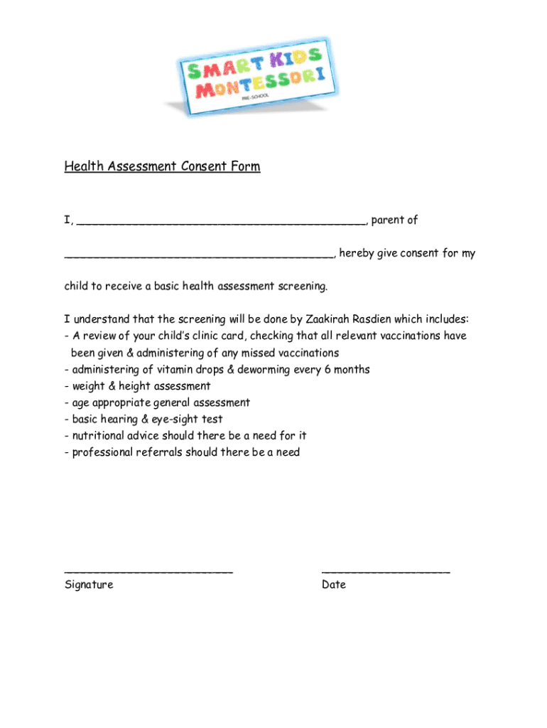 Fillable Online Health Assessment Consent Form Fax Email Print - pdfFiller