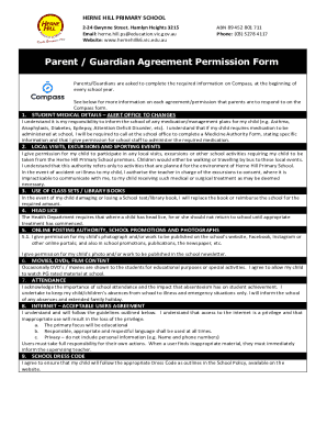 Fillable Online hernehillk6 vic edu Parent / Guardian Agreement ...