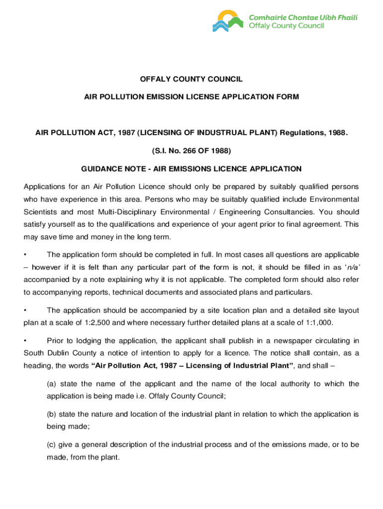 Fillable Online Air Pollution Emission License Application Form Fax ...