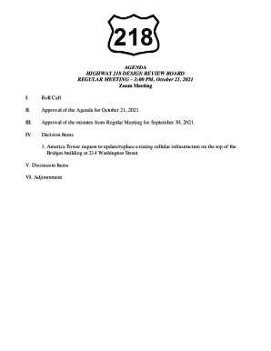 Fillable Online AGENDA HIGHWAY 218 DESIGN REVIEW BOARD ... Fax Email ...