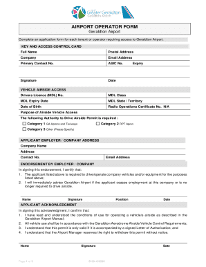 Fillable Online AIRPORT OPERATOR FORM Fax Email Print - pdfFiller
