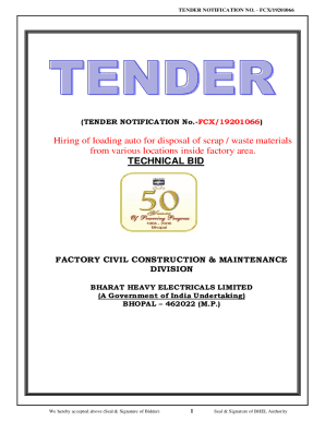 Fillable Online Tender Sheet for Disposal of Hazardous Scrap Items ...