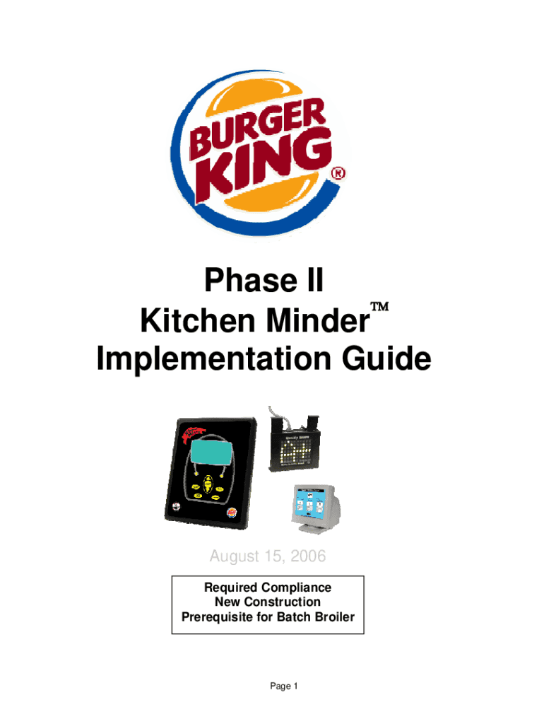 Fillable Online Phase II Kitchen Minder Implementation Guide Fax Email ...