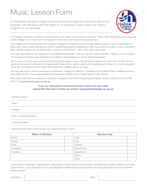 Fillable Online Music Lesson Form Fax Email Print - pdfFiller