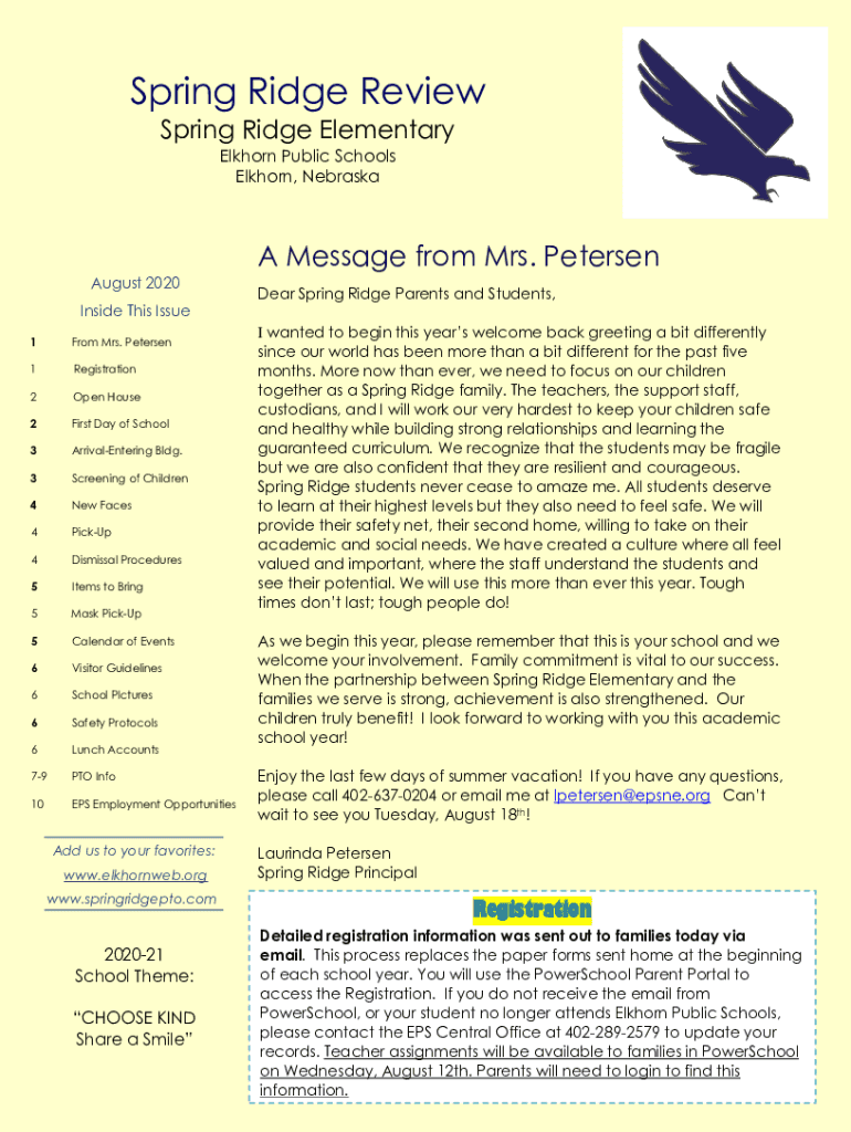 Fillable Online Welcome to Spring Ridge Elementary Fax Email Print ...