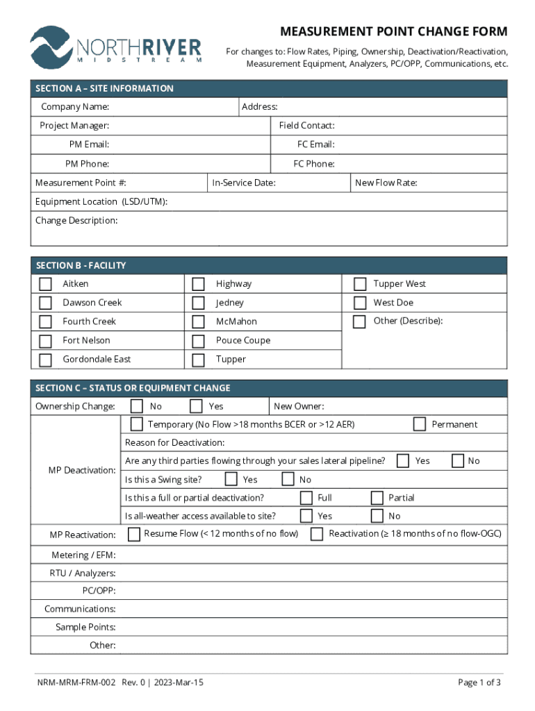 Fillable Online MEASUREMENT POINT CHANGE FORM Fax Email Print - pdfFiller