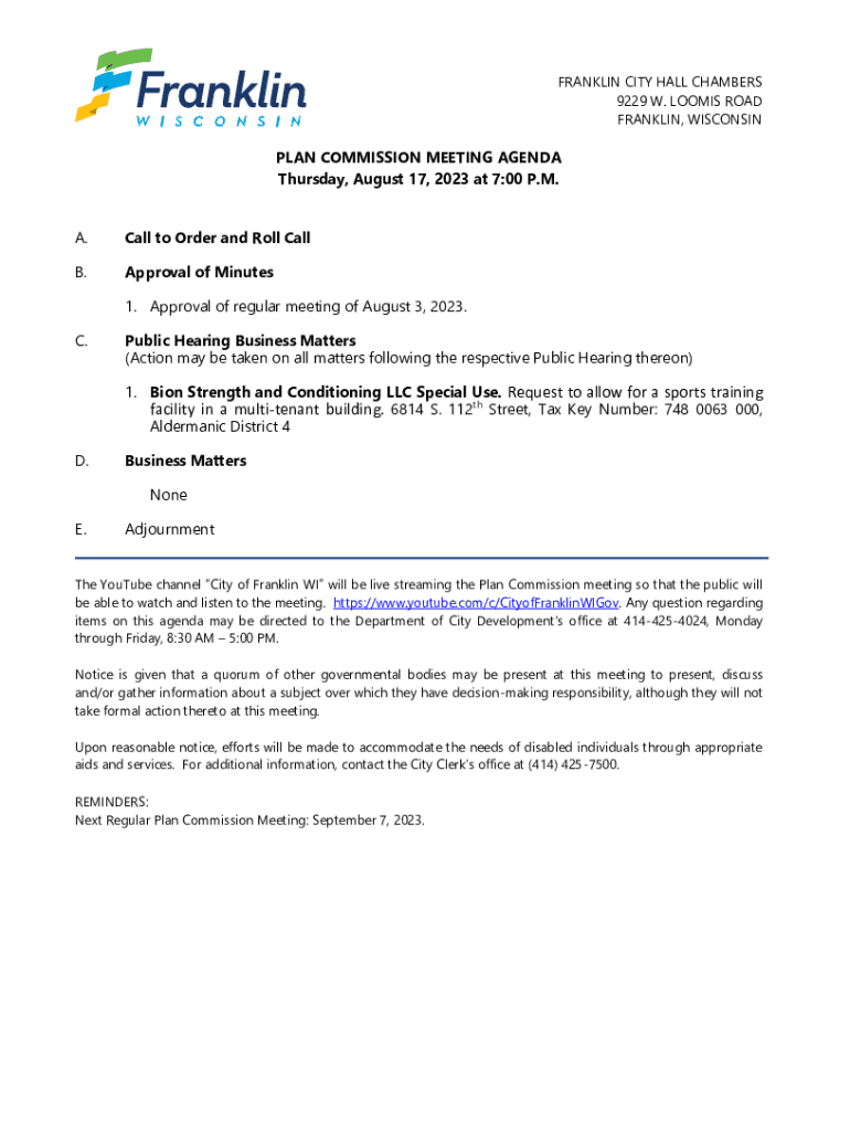 Fillable Online FRANKLIN CITY HALL CHAMBERS Fax Email Print - pdfFiller