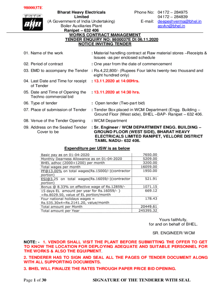 Fillable Online SCOPE OF WORK FOR MATERIAL HANDLING Fax Email Print ...