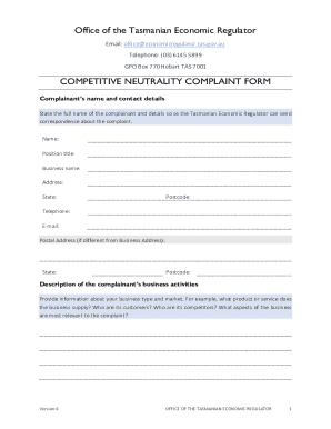 Fillable Online Competitive neutrality complaint form (OTTER July 2015 ...