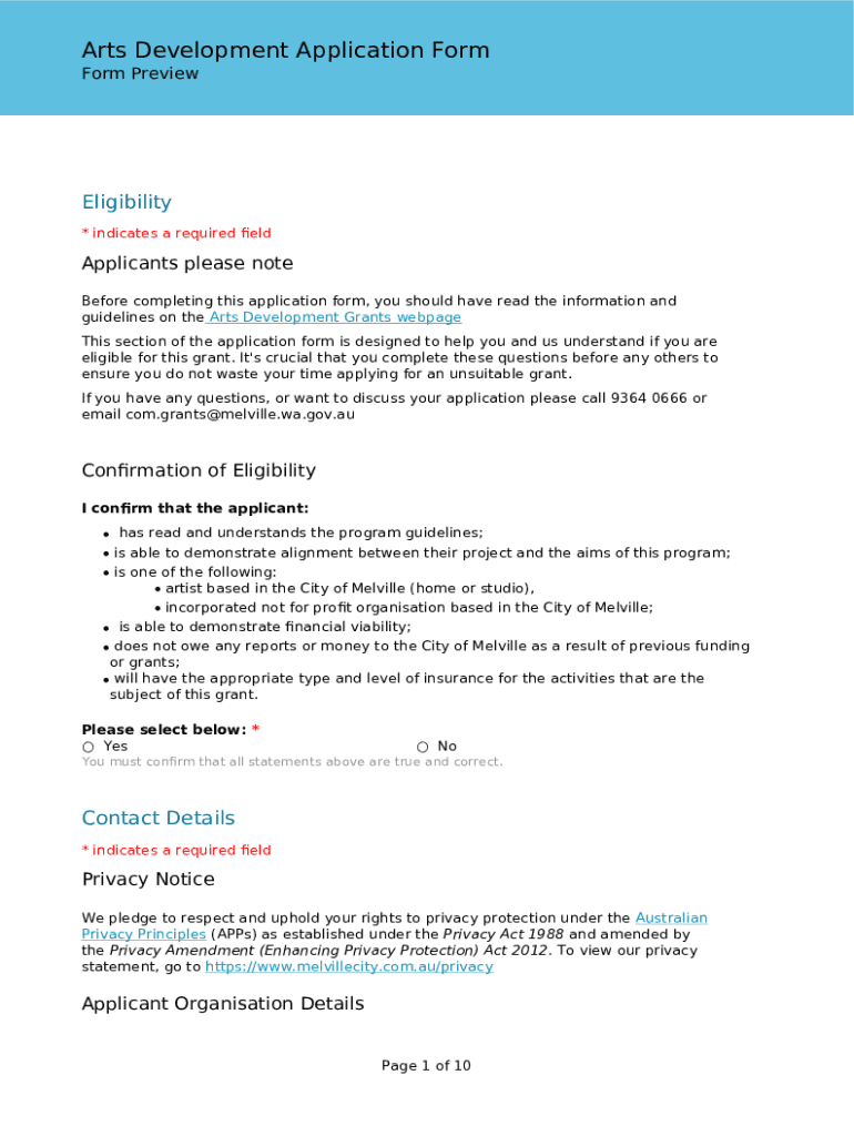 Fillable Online Arts Development Application Form Fax Email Print ...