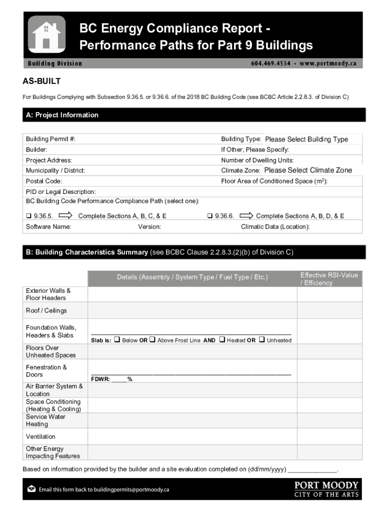 Fillable Online BC Energy Step Code Compliance Report - As-Built Fax ...