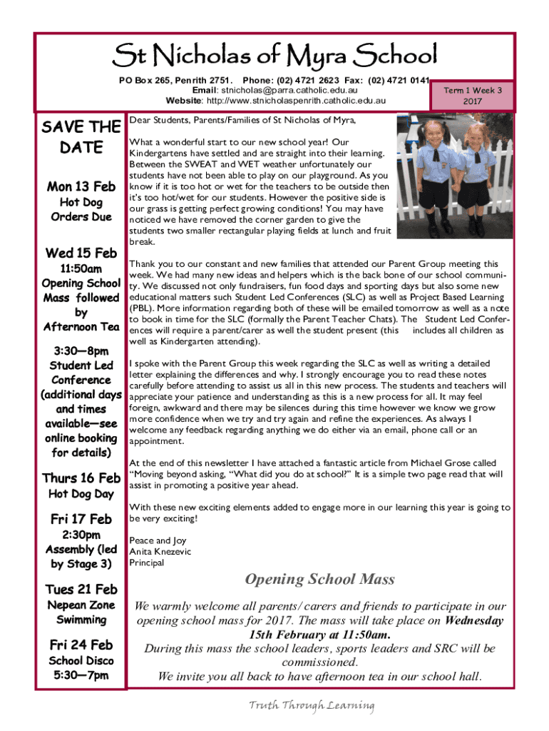 Fillable Online St Nicholas of Myra School Fax Email Print - pdfFiller