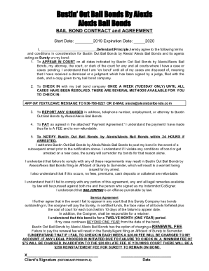 Fillable Online Fillable Online Bustin' Out Bail Bonds By Alexis ...