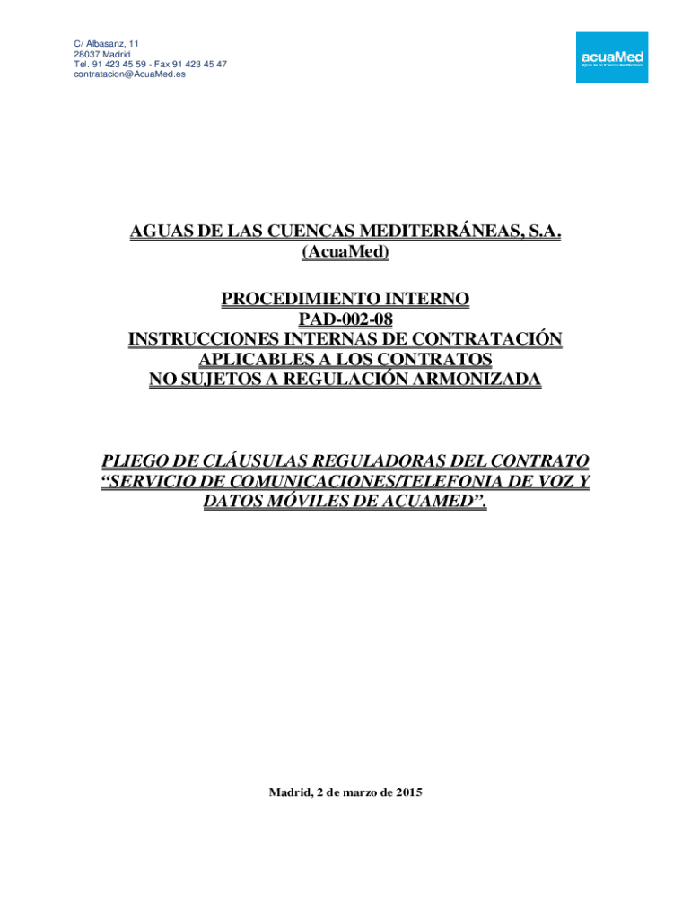Completable En línea acuaMed (Sociedad Estatal Aguas de las Cuencas ...