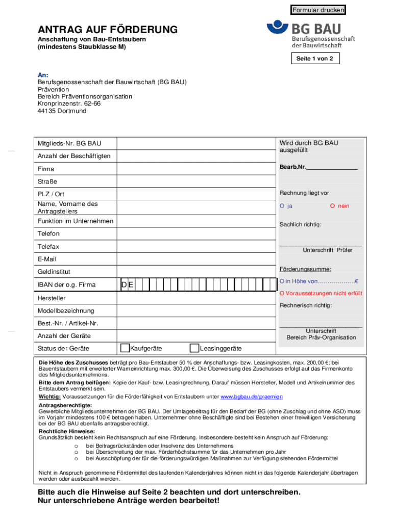 Ausfüllbar Online Antrag auf Frderung einer Arbeitsschutzprmie - BG BAU ...