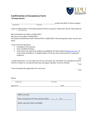 Fillable Online Confirmation of Acceptance Form (Undergrad).docx Fax Email Print - pdfFiller