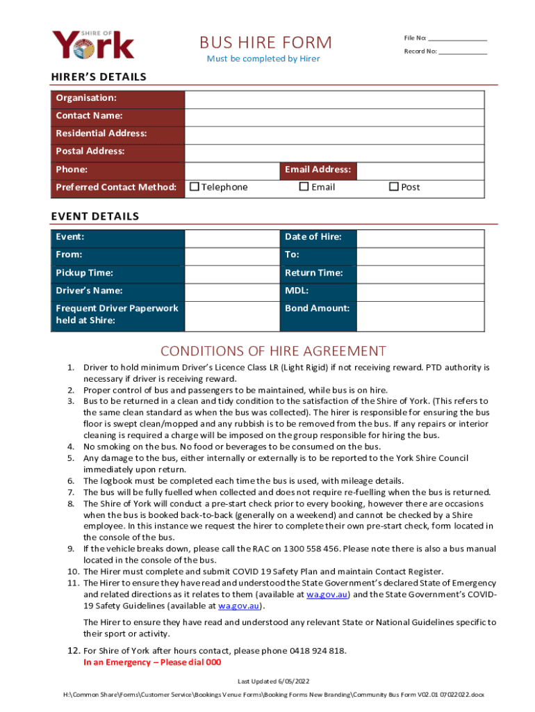 Fillable Online New York State Department of Transportation Bus ...