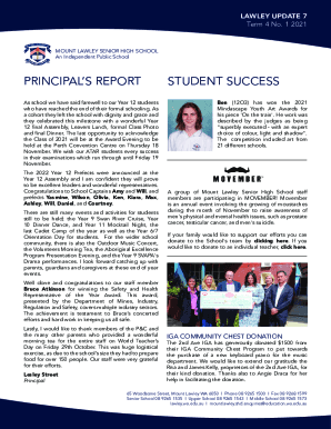 Fillable Online PRINCIPAL'S REPORT STUDENT SUCCESS Fax Email Print ...