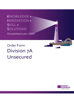 Fillable Online Fillable Online Order Form for Division 7A Loan ...