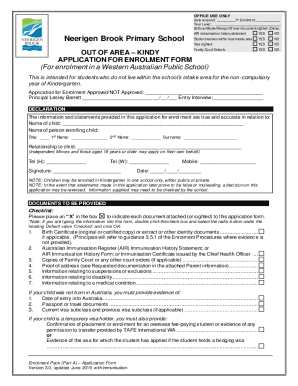 Fillable Online Kindy Out of Area Enrolment Fax Email Print - pdfFiller