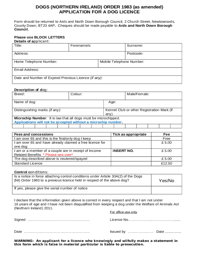 ards-and-north-down-dog-licence-application-- ... Doc Template | pdfFiller