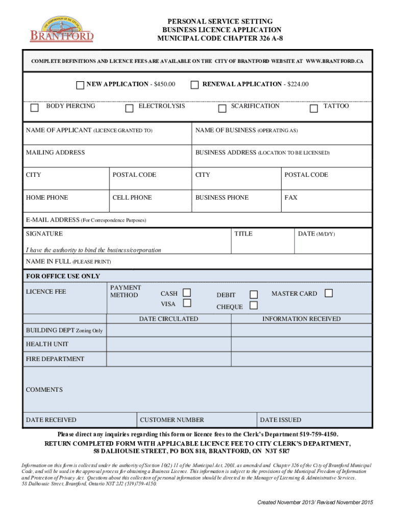 Fillable Online PERSONAL SERVICE SETTING BUSINESS LICENCE ... Fax Email Print - pdfFiller