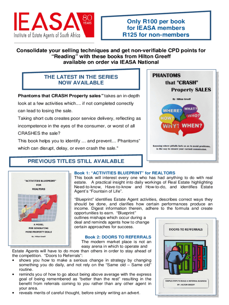 Fillable Online Only R100 per book for IEASA members R125 for non ...