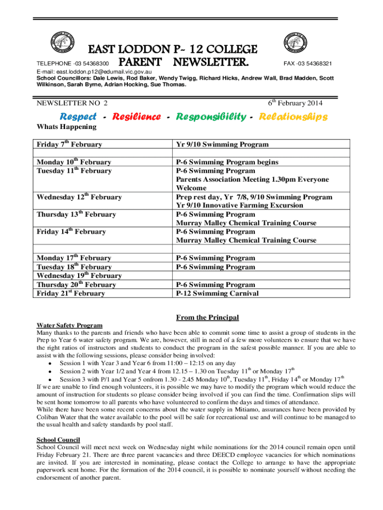 Fillable Online EAST LODDON P- 12 COLLEGE Fax Email Print - pdfFiller