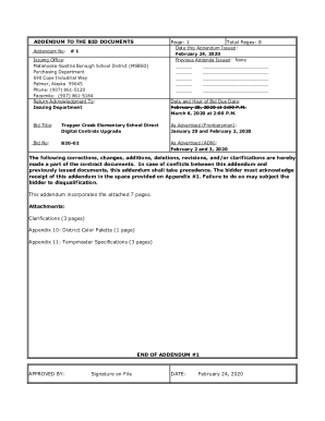 Fillable Online ADDENDUM TO THE BID DOCUMENTS Attachments Fax Email ...