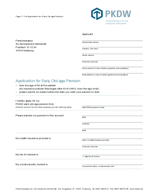 Fillable Online Application for Early Old-age Pension - Duisburg Fax ...