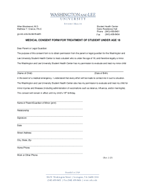 Fillable Online MEDICAL CONSENT FORM FOR TREATMENT OF STUDENT ... Fax ...