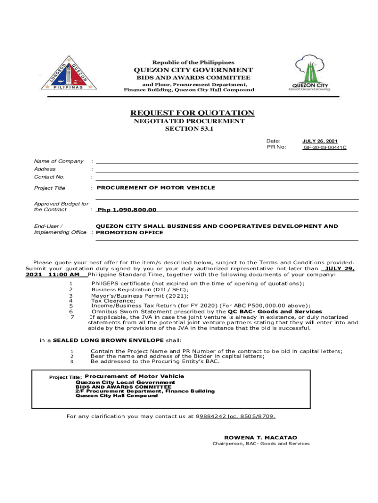 Fillable Online negotiated procurement for the supply and Fax Email ...