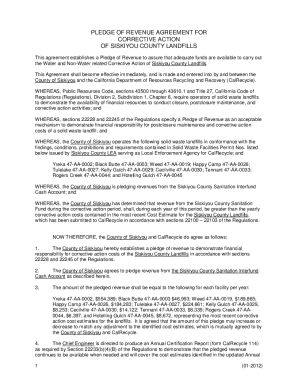 Fillable Online PLEDGE OF REVENUE AGREEMENT FOR CORRECTIVE ... Fax ...