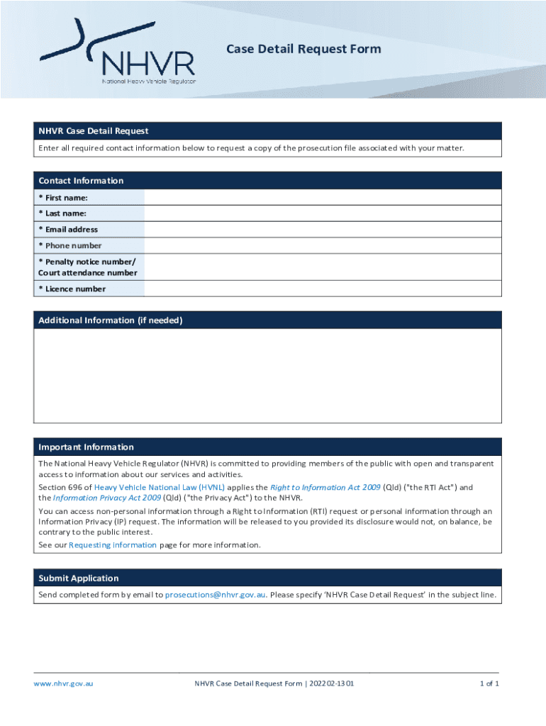 Fillable Online Case detail request form Fax Email Print - pdfFiller