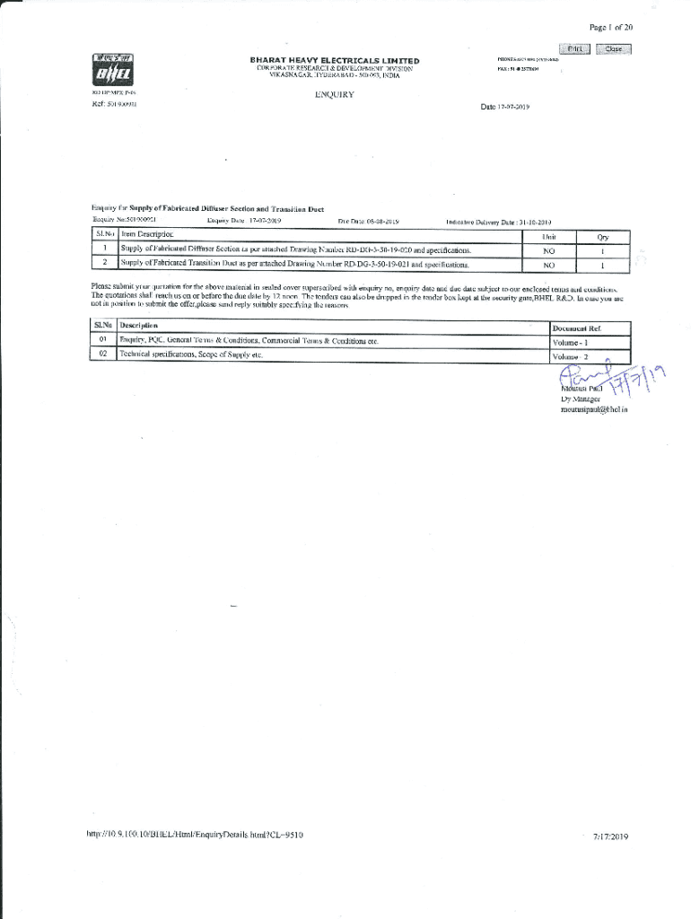 Fillable Online Supply of Fabricated Diffuser Section and Transition Duct Fax Email Print ...