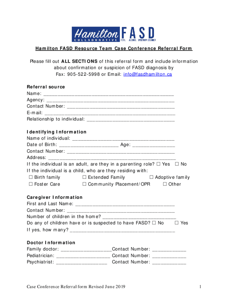 Fillable Online FASD Worker Referral Form - Ottawa Fax Email Print ...