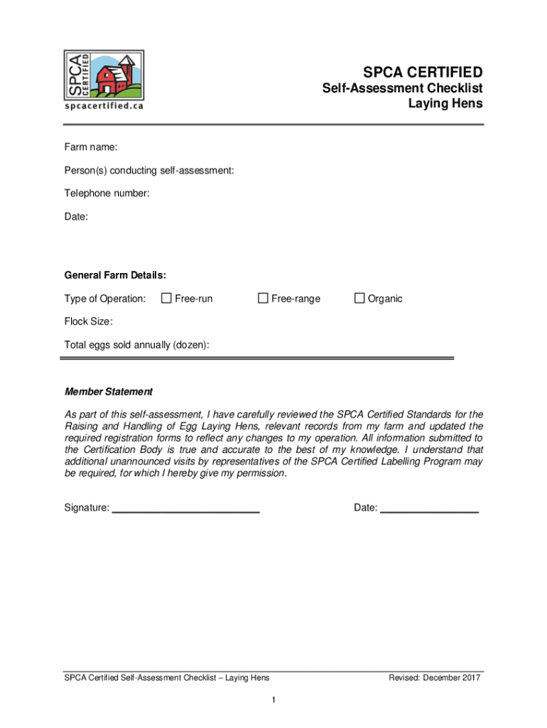 Fillable Online spca bc Laying hens standards for the Animal Welfare ...