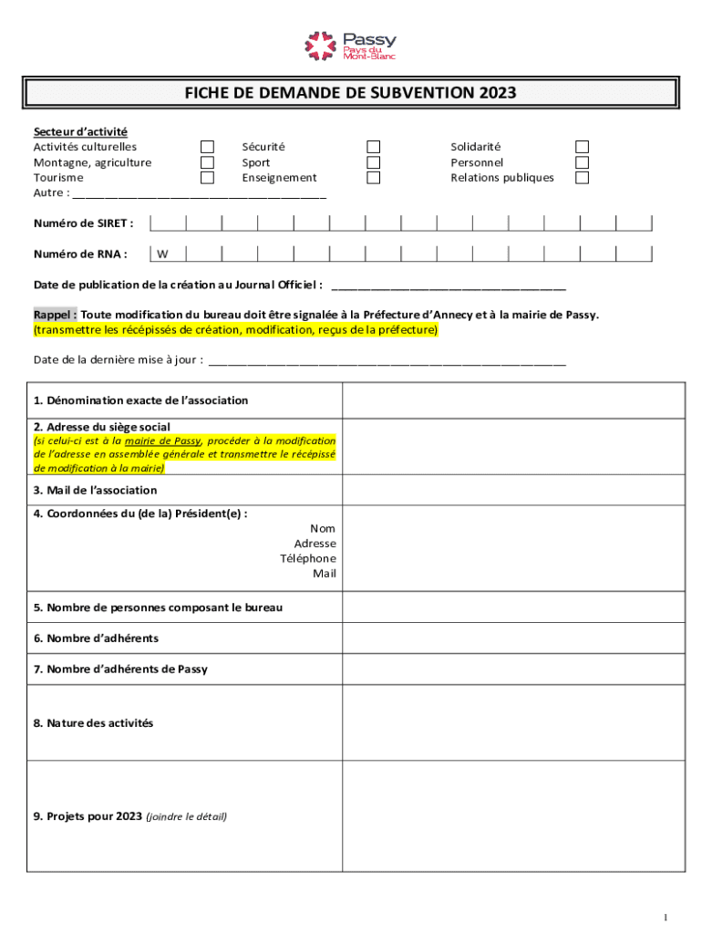 Remplissable En Ligne Formulaire de demande de subvention Programme d'appui ... Fax Email ...