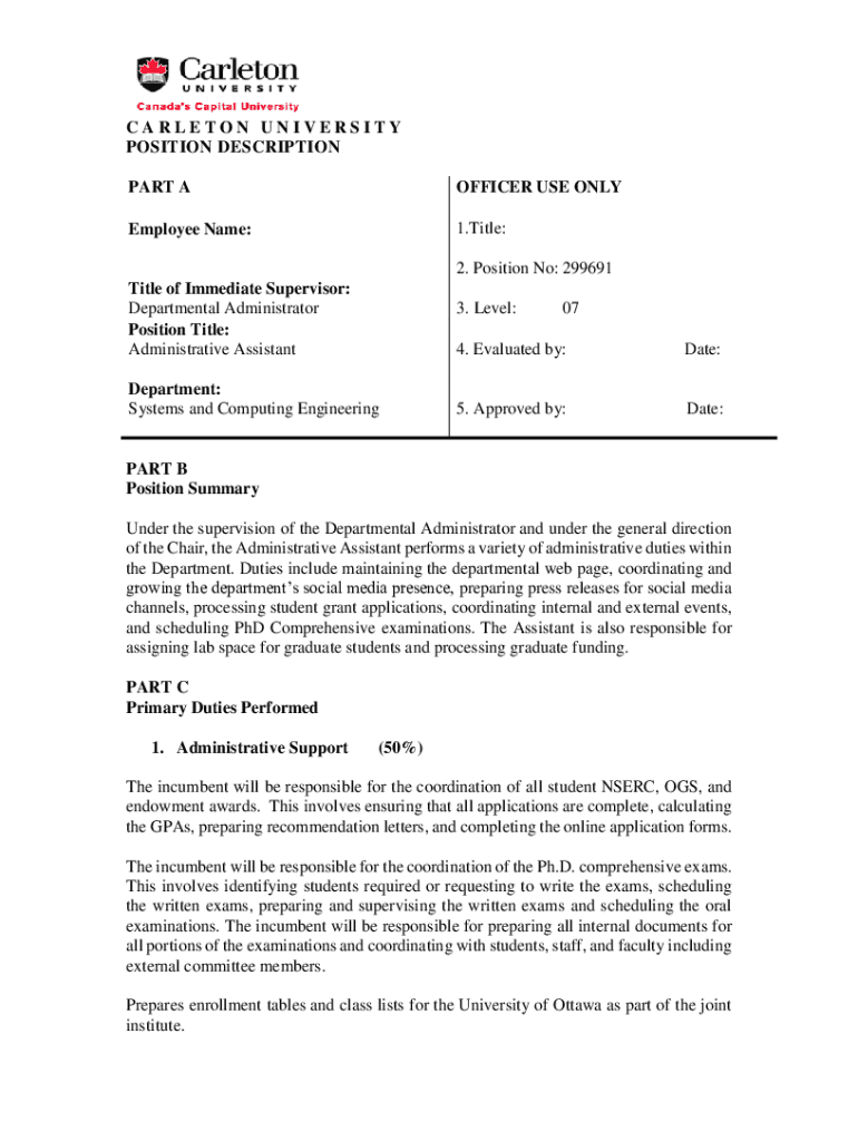 Fillable Online Undergraduate and Departmental Administrative Assistant Fax Email Print - pdfFiller