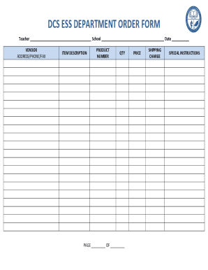 Fillable Online DCS ESS DEPARTMENT ORDER FORM Fax Email Print - pdfFiller