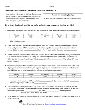Fillable Online Get Calculating Your Paycheck Worksheet Fax Email Print ...