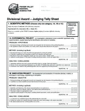 Fillable Online Divisional Award Judging Tally Sheet Fax Email Print ...