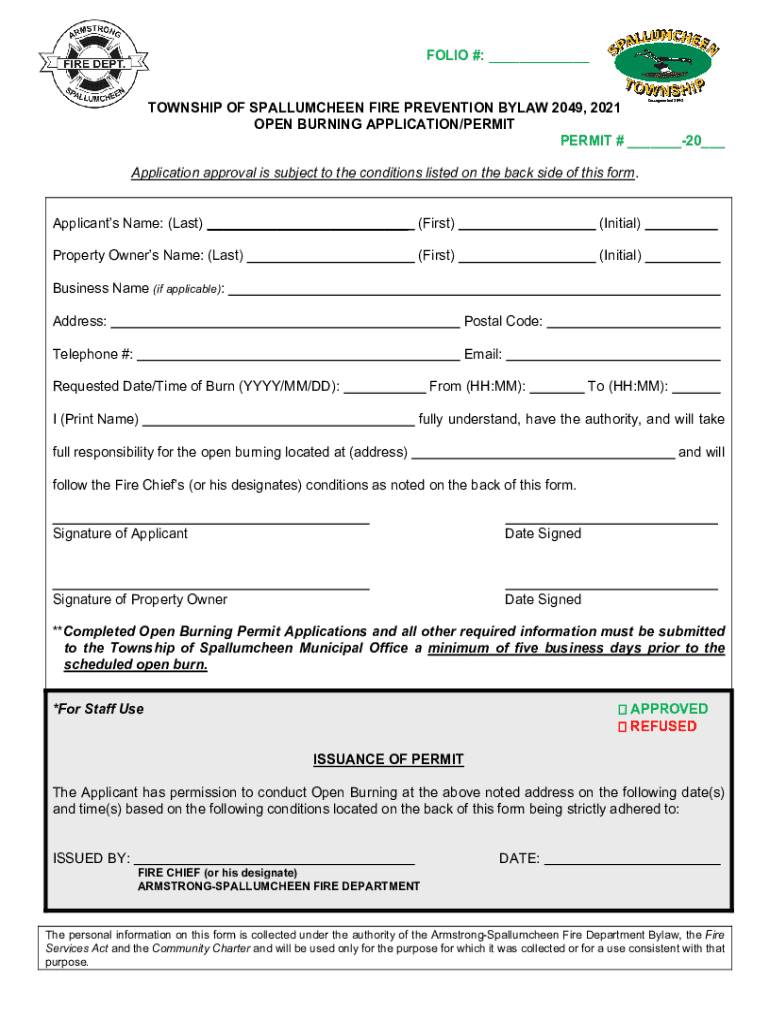 Fillable Online Open Burning Application/ Permit Fax Email Print - pdfFiller