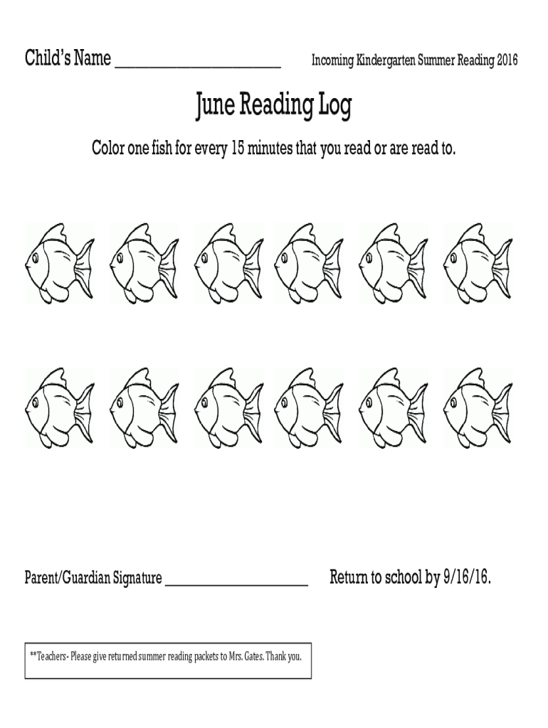 Fillable Online Summer Reading Logs for Kids (Free Printables) Fax ...