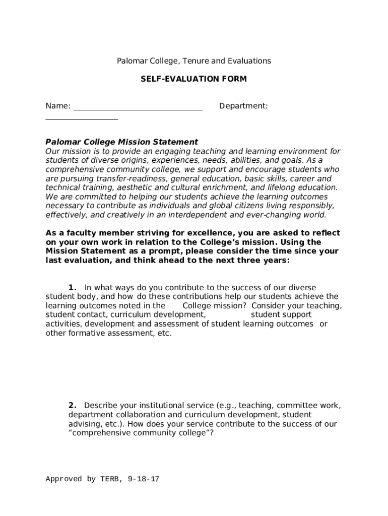 Tenured Faculty Evaluation s Doc Template | pdfFiller