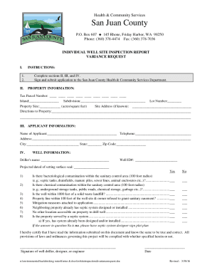 Fillable Online Individual Well Site Inspection and Variance Request ...