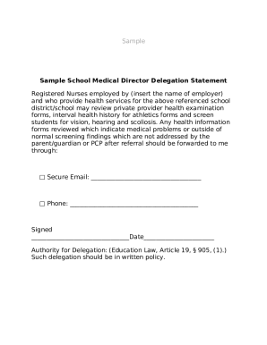 Sample School Medical Director Delegation Statement Doc Template ...