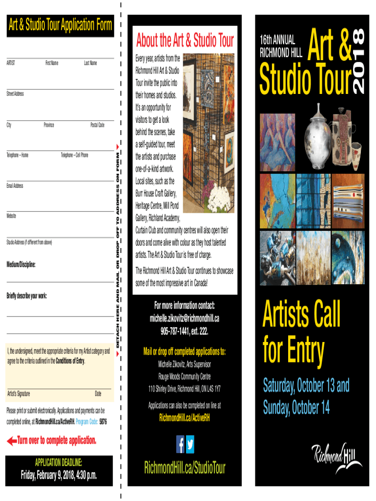 Fillable Online Art & Studio Tour Application Form Fax Email Print ...