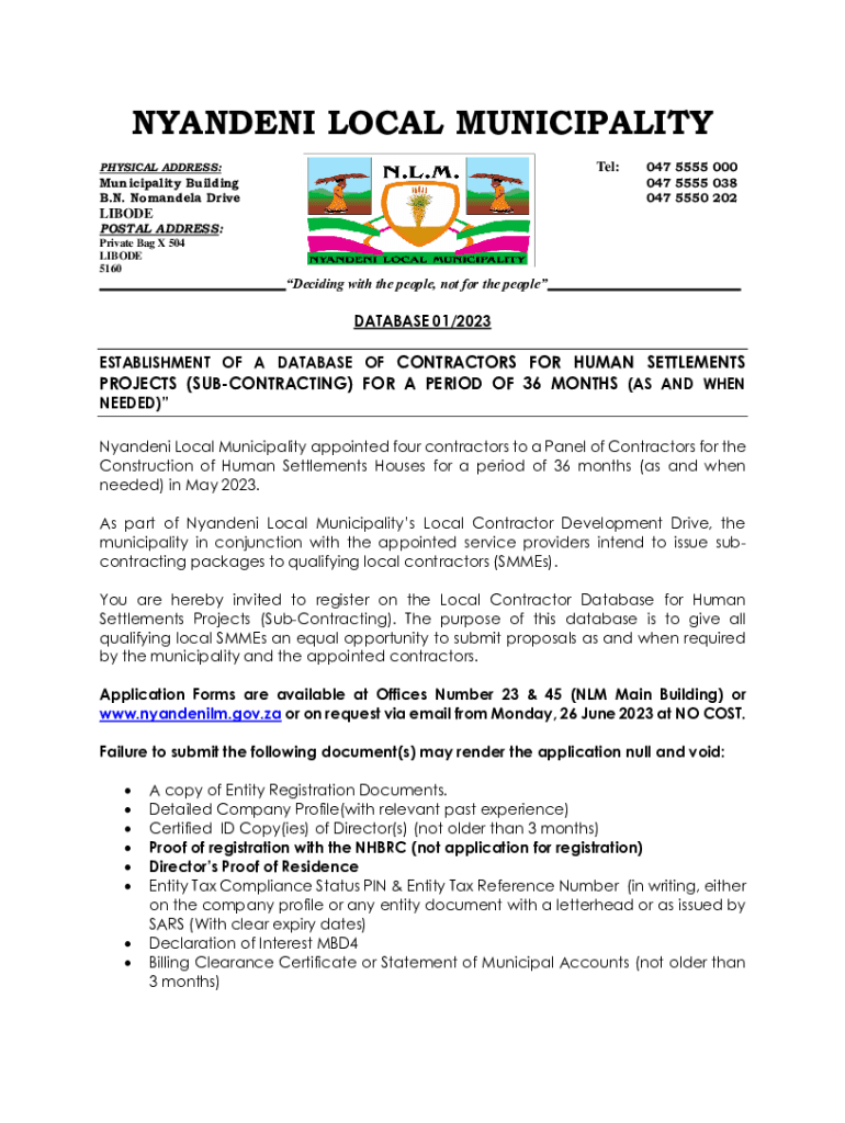 Fillable Online nyandenilm gov nyandeni local municipalitybuilding control officer Fax Email ...